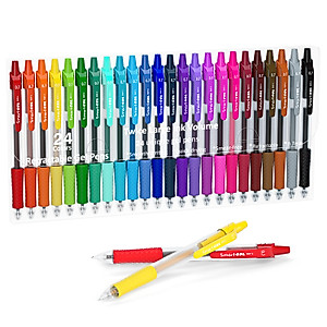 Colored Gel Pens, Lineon 24 Colors Retractable Gel Ink Pens with Grip, Medium Point(0.7mm) Smooth Writing Perfect for Adults and Kids Journal Notebook Planner, Writing in Office and School