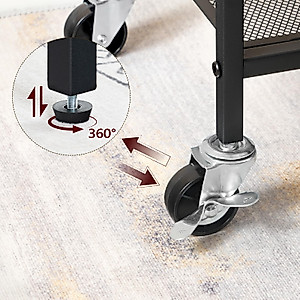 MAHANCRIS Bar Cart for Home, 3-Tier Serving Cart with Wheels and Handle, Beverage Cart with Wine Rack and Glass Holders, Rolling Wine Cart for Kitchen, Dining Room, Rustic Brown RCHR6101