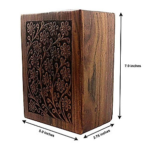 EARTHLY HOME Keepsake Urn for Ashes, Wooden Urn for Human Pet Ash, Funeral Cremation Urn for Ashes Cat Dog Urn, Urns Box for Kids Men Adult, Dog Ashes Urn - Medium (7.5 X 5.25 X 3.5 inches), Style 5