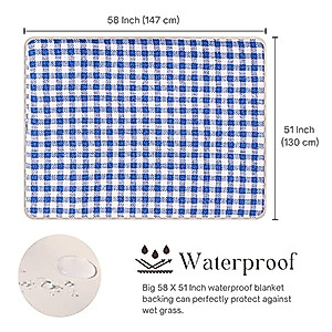 Flexzion Picnic Basket for 4 Person, Rectangular Wicker Picnic Basket Set, Insulated Picnic Case with Waterproof Lining and Blanket, Napkins, Cutlery Set, Wine Glasses, Bottle Opener and Plates