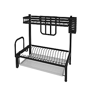 PDGJG 2 Layer Stainless Steel Cutlery Storage Shelf Dish Rack Kitchen Drain Storage Knife Chopping Board Holder Home Supplies