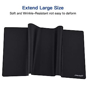 cimetech Gaming Mouse Pad XXL Comfortable Superfine Fiber Desktop Extended Large Mouse Pad Waterproof Keyboard Mat with Non-Slip Base, Smooth Surface for Computer and Desk (25.3✖12.4✖0.04inches)-Black
