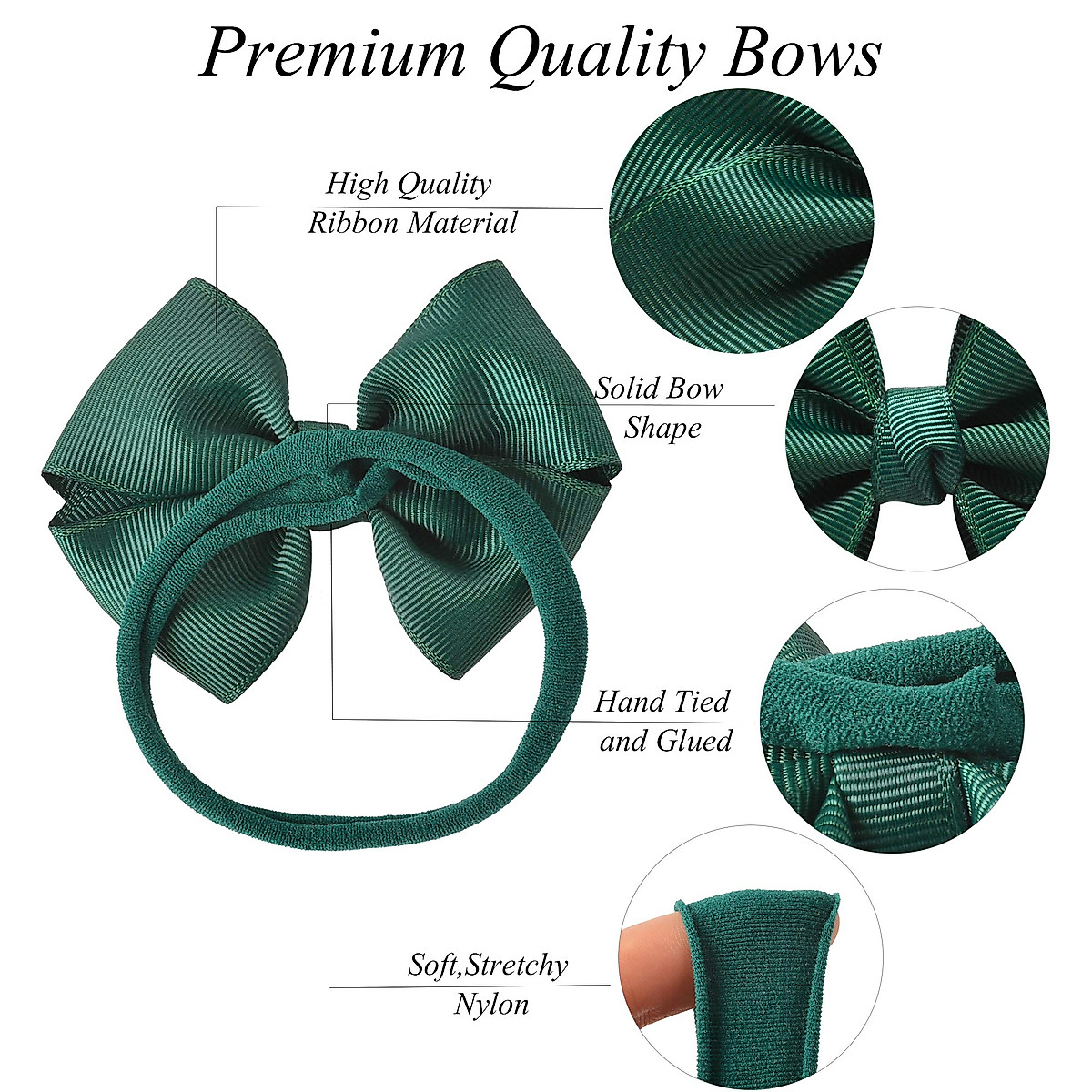 40 Pieces Baby Girls Headbands Nylon Hairband Grosgrain Ribbon Hair Bows Handmade Hair Accessories for Newborn Infant Toddler Kids