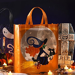 JOYIN 12 Halloween Large Treat Goody Tote Bags 17” x 15” for Halloween Trick or Treat Candy Bags, Gift Goodie Bags, School Classroom Bags, Party Favor Supplies