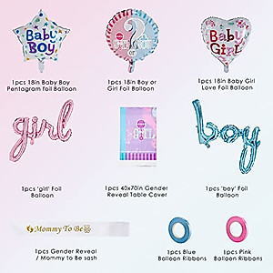 White Baby Box Kit - Gender Reveal Decorations,Gender Reveal Party Supplies,Gender Reveal Balloons Box,Metallic Fringe Curtains,BOY Girl Foil Balloons,Pink and Blue Balloons
