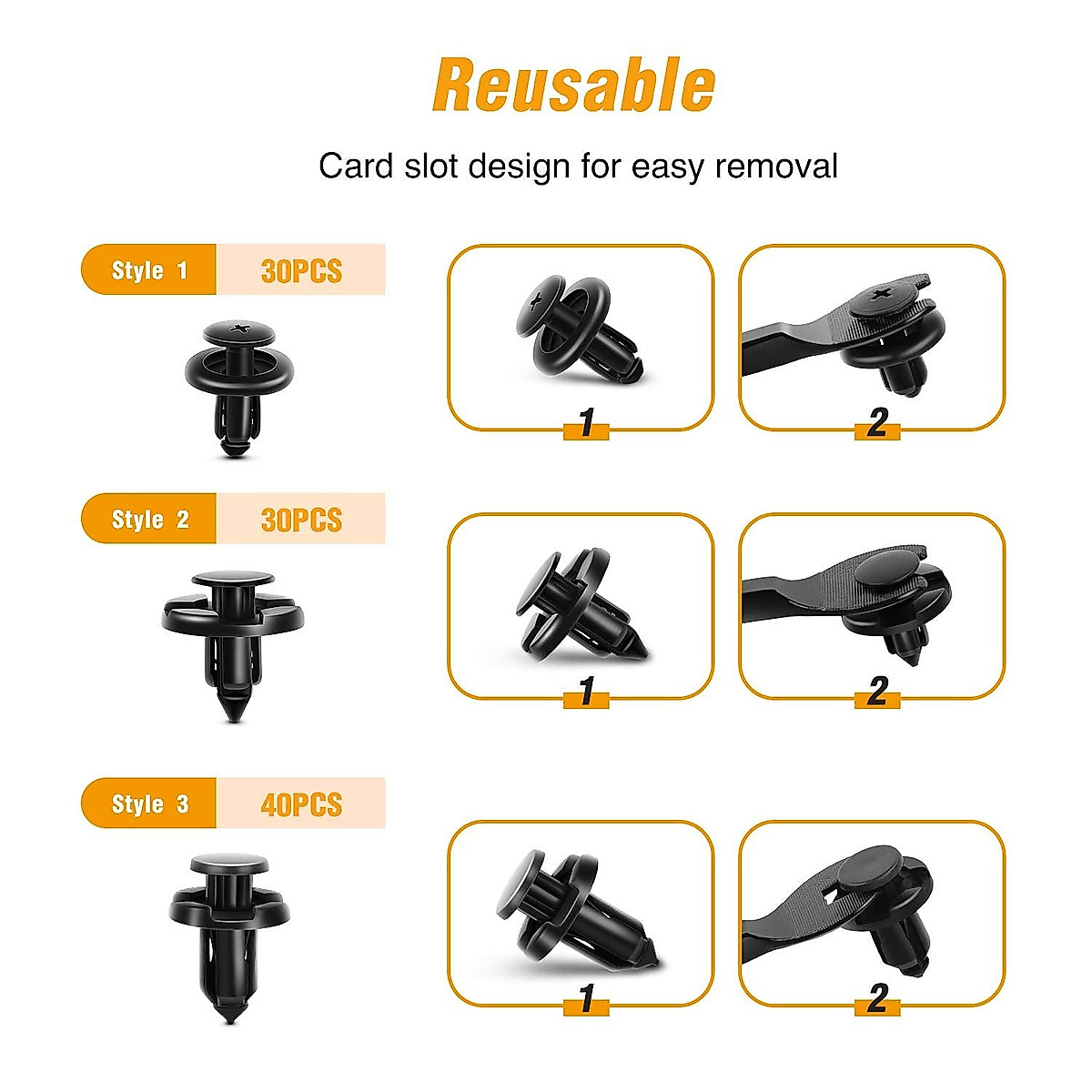 GOOACC 100PCS 7mm 8mm 10mm Compatible with Subaru Push Type Retainer Fasteners Rivets Clips OEM Upgrade for 90914-0007, 90913-0067 & 90914-0051 + Bonus Fastener Remover