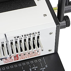 Rayson TD-1500B34 Binding Machine, Square Size Holes, 3:1 Pitch Wire-O Binder Punch 15 Sheets/Bind 130 Sheets with Sturdy Metal Construction