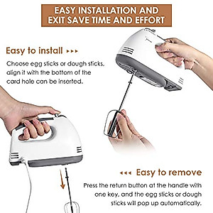 2023 Hand Mixer Electric, 7 Speeds Selection Portable Handheld Kitchen Whisk, 2 Stainless Steel Accessories, Lightweight Powerful Handheld Electric Hand Mixer Grey, Kitchen Mixer with Cord for Cream, Cookies