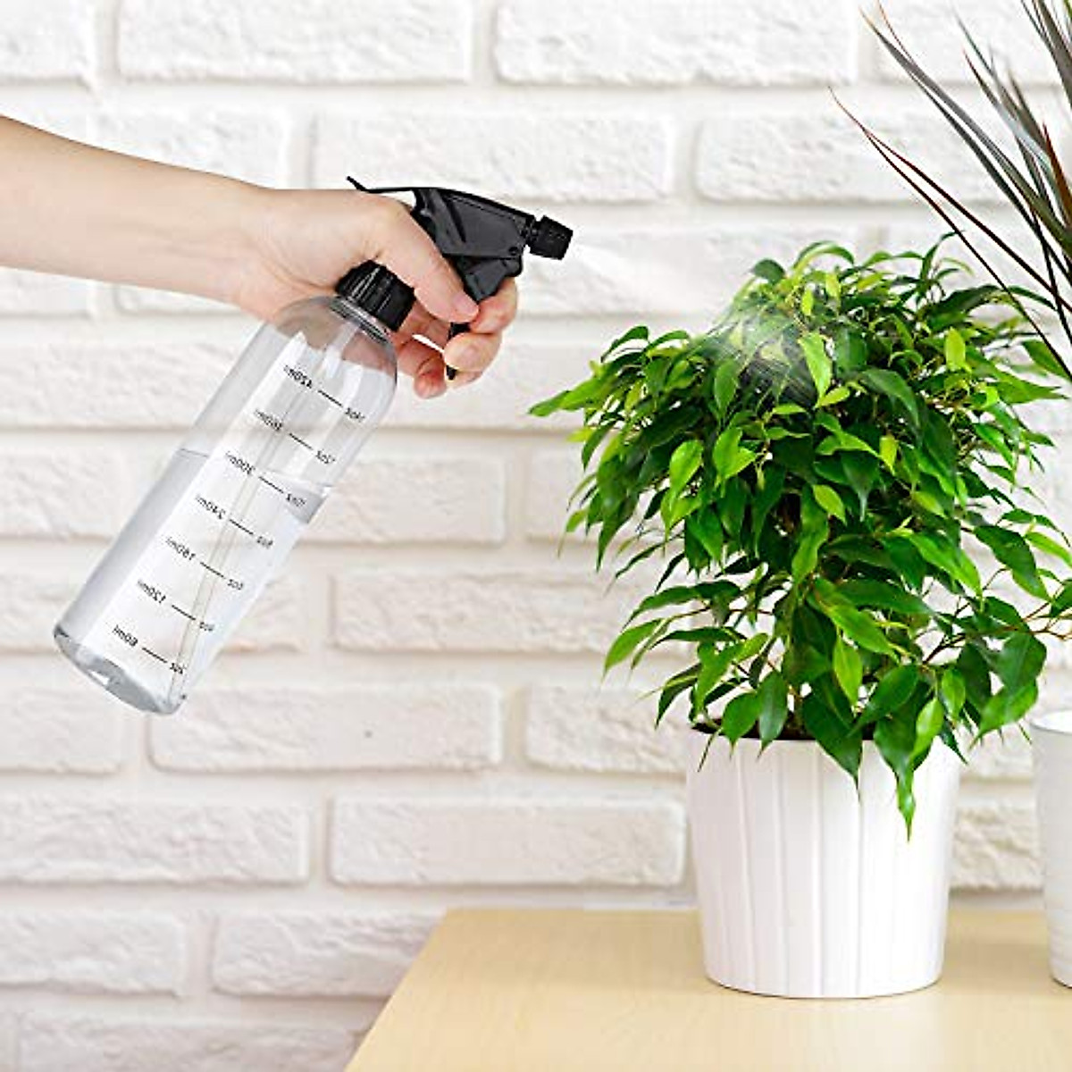 JIUZHU Empty Plastic Spray Bottles (5 pack) for Cleaning Solutions, Hair, Essential Oil, Plants, Refillable Sprayer with Mist and Stream Mode (17 oz)