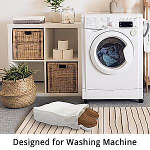 2Pcs Large Shoes Laundry Bags for Washing Machine, Fits Sneaker up to Size 14, Double Layer Mesh 16x14x3 inch Wash Bag with Built-in Divider