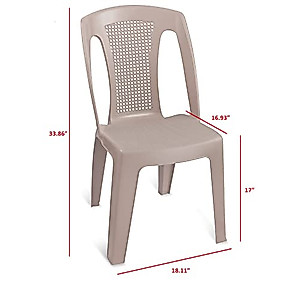 Zilpoo Set of 4 - Plastic Stackable Chairs, Outdoor Patio Armless Stacking Chairs for Outside Lawn Parties and Picnics
