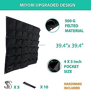 25 Pockets Vertical -Hanging Growing Bag Outdoor/Indoor Planter for Wall Garden Flower -Decor Fence Hanger with Wall Pockets Grow Planting Plant kit pots (25 Pockets, Black)