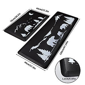 Hoikwo Black Bear Decor Kitchen Rugs and Mats for Floor, Apartment Essentials, 0.47inch Thick Cushioned Anti Fatigue Mats Winter Kitchen Floor Mat for Sink, Laundry, Office