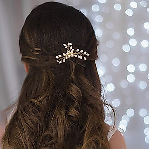 inSowni 26 Pack Gold Wedding Bridal Hair Side Combs+U Shaped Hair Pins Clips Barrettes Leaf Flower Rhinestone Pearl Hair Pieces Updo Accessories Jewelry Headpieces for Women Girls Brides Bridesmaids