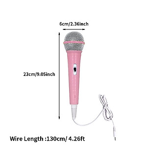 JIANWEI Wired Microphone for Kids, Kids Wired Dynamic Singing Mechine Lightweight 3.5mm Jack Handheld Dynamic Microphone for Kids Singing(Pink)