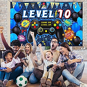 Vlipoeasn 10th Birthday Decorations for Boys 10th Video Game Birthday Decorations 10 Birthday Video Game Backdrop 10 Birthday Backdrop for Boys