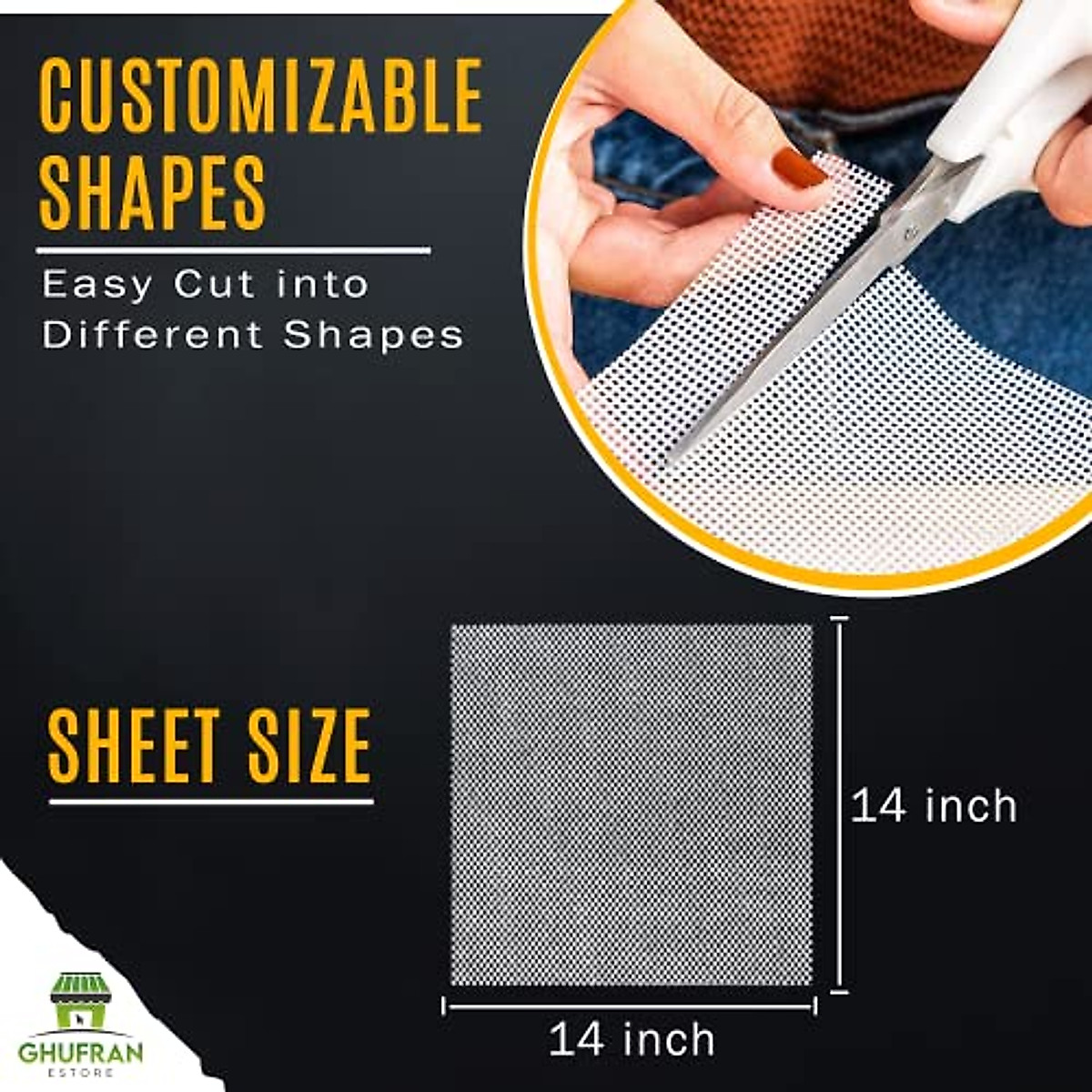 Ghufran Estore (10 Pack) Silicone Dehydrator Sheets - Food, Jerk, Fruit Non-stick Food Mesh Mats for & Freeze Dryer Square Reusable Steamer Mat (14 x 14 Inch), White, 14*14 in