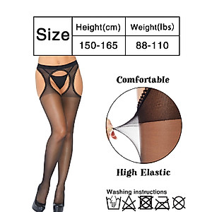 deladola Suspender Tights for Women High Waist Garter Belt Gothic Thigh High Stockings(Plus Size)