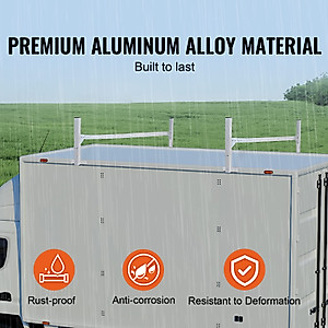 VEVOR Trailer Ladder Rack, 51.2" to 81.1" Adjustable Ladder Racks for Van, 400 LBS Capacity Aluminum Alloy Roof Racks, Drilling Van Ladder Rack for Open and Enclosed Trailers, 2 Pcs