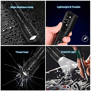 TotaLohan Tactical LED Flashlight 2000 Lumens 5 Modes Flashlights with Belt Clip for Hurricane Camping Hiking Emergency,2 Pack