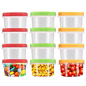 8oz/250ml Small Plastic Containers with screw lid for food kids baby lunch snacks slime cup, Lock in Freshness, Nutrients, & Flavor, Freezer & Dishwasher Friendly (8oz colour 12pcs)
