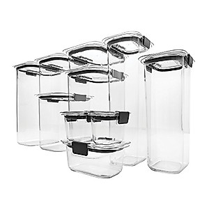 Rubbermaid Brilliance Pantry Organization & Food Storage Containers, Set of 10 (20 Pieces Total) & Brilliance Storage 14-Piece Plastic Lids | BPA Free, Leak Proof Food Container, Clear