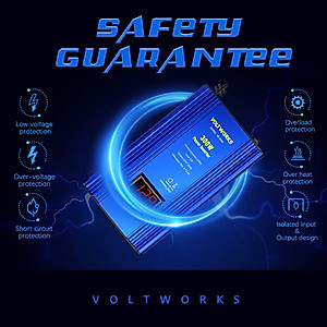 Power Inverter 300W Car Inverter DC 12V to 110V AC Converter with LED Display & 2x2.4A Dual USB Car Adapter Charger by VOLTWORKS Blue