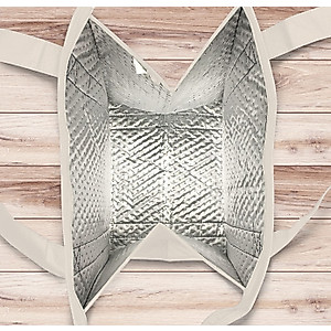 Gift Expressions Insulated Reusable Grocery Food Bag w/Bottom board, Large,Zippered Top, Recycled Materal … (6CT, Grey)