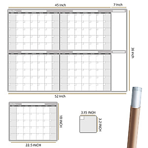 CLEVER CLEAN Large Dry Erase Wall Calendar - 36" x 52" Undated 4-Month Calendar for Home, Office, School - Reusable Jumbo Laminated Task Organizer