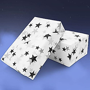 Hi Sasara 60 Sheets White with Black Star Tissue Paper,White and Black Tissue Paper for Gift Bags,Star Gift Wrapping Tissue for Halloween Christmas,Wedding,Birthday,DIY and Crafts,14 x 20 Inch
