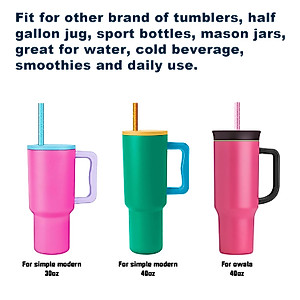 YOUCOX 10 Pack Replacement Straw for Stanley 40 oz 30 oz Cup Tumbler with handle, Color Glitter Reusable Straws with Cleaning Brush for Stanley Adventure Travel Tumbler Accessories, Dishwasher Safe