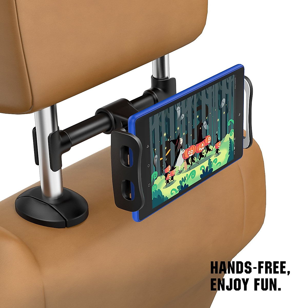 MoKo Headrest Phone/Tablet Car Mount, Adjustable Tablet Holder for 4-12.9" Devices, Fit with iPhone 16/Pro/Pro Max/Plus, iPhone 15/Pro/Plus/Pro Max, iPhone 14 Pro Max/14, iPad Air 4/Mini 6,Black