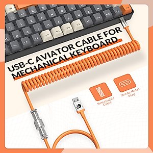 ZIYOU LANG RK-T8 Wired 65% Mechanical Gaming Keyboard with RGB LED Backlit Anti-ghosting TKL Mini 68 Key Custom Coiled C to A Cable Tactile Brown Switch for PS4 PS5 Xbox PC Mac Gamer(White/Dark Gray)