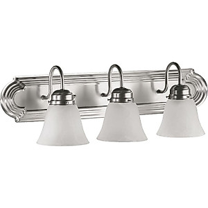 Quorum International 5094-3-165 Vanity Lights with Alabaster Swirl Glass Shades, Satin Nickel