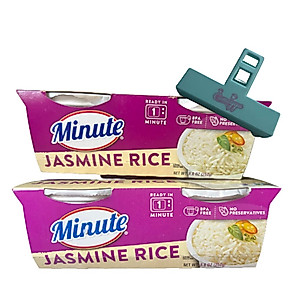 Microwave Rice Minute Jasmine Rice in Ready To Serve Cup 8.8 Oz Packs of Minute Rice Instant Rice Cups bundle with Exclusive Candyya Clip (2 packs)