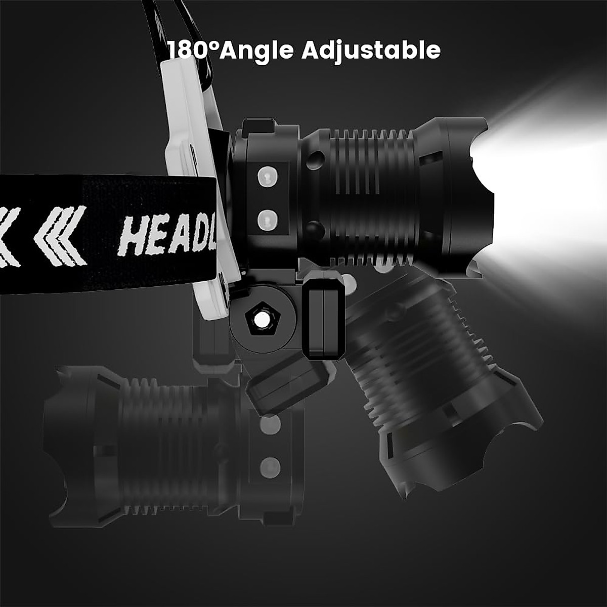 Headlamp Rechargeable LED Head Lamp,200000 Lumens Super Bright LED Head Lamp 180° Adjustable Rechargeable Head Lamp 12 Modes,Motion Sensor Waterproof for Camping