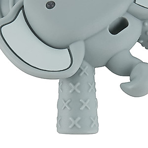 Itzy Ritzy - Ritzy Teether for Molars - Massages Sore Gums & Reaches Back Molars - Silicone Baby Teething Toy with Multiple Textures & Flexible Design - Teething Relief for 3 Months & Up (Elephant)