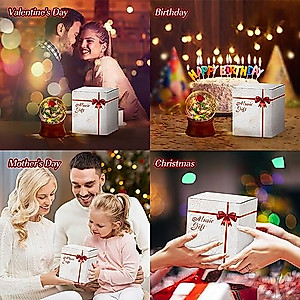 Rose Snow Globe Music Box, Preserved Red Rose Flower Musical Snow Globe LED Light Up Rose Snowglobe Water Globe Rose Gift for Mom Women Girls, Romantic Gift for Valentines,Anniversary,Christmas