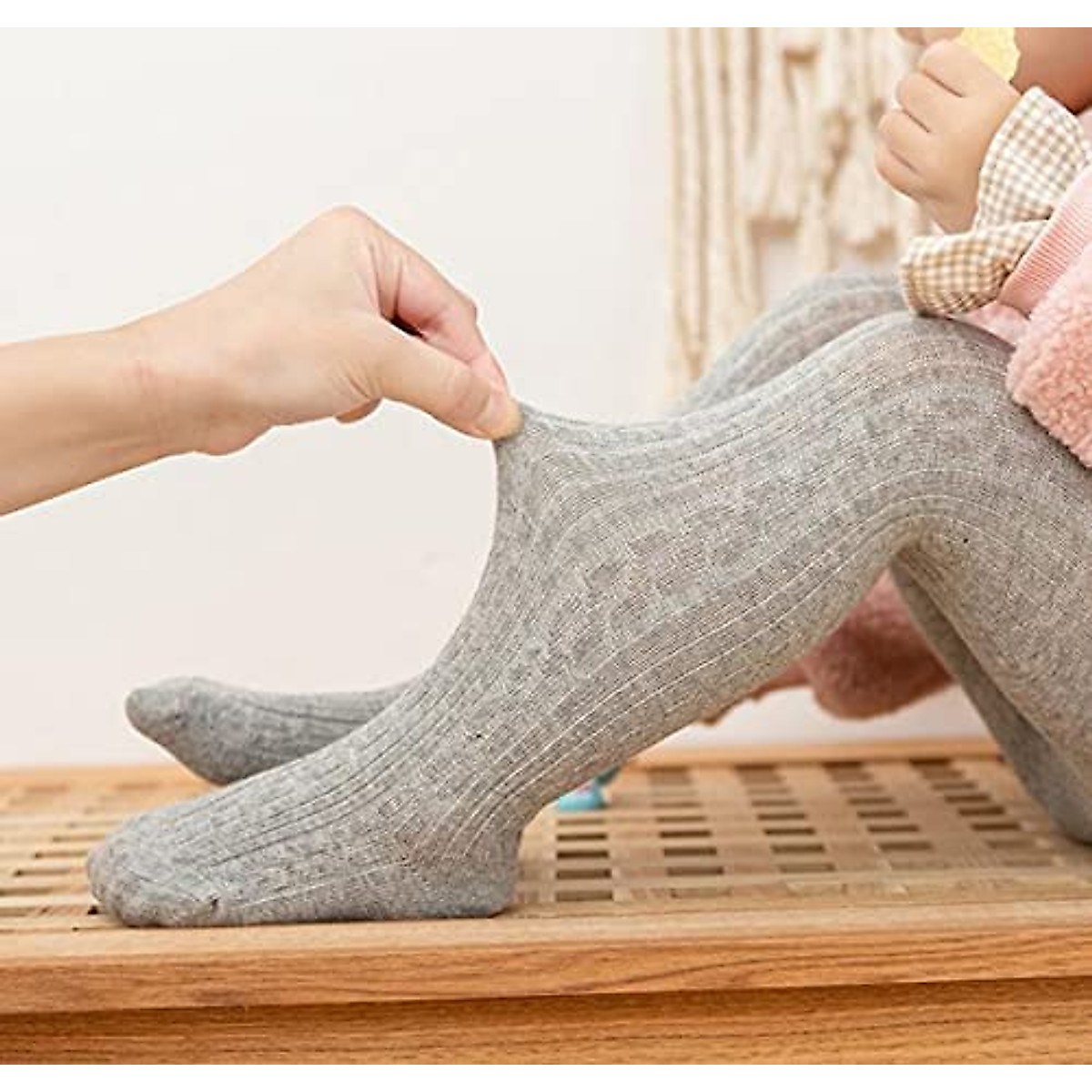 HLJgift 3 Pairs Baby Girls Boys Cotton Pants Tights Panties Stockings Leggings (6T-8T, black&white&grey)