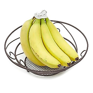 Home Basics Scroll Collection Bronze Coated Steel Fruit Basket, Storage for Fruits and Vegetables, Kitchen Table, Countertop, Bronze