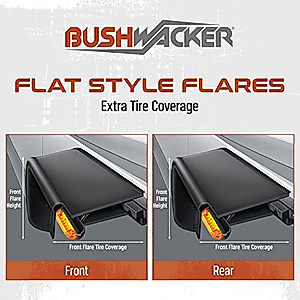 Bushwacker Jeep Flat Style Front & Rear Fender Flares | 4-Piece Set, Black, Textured Finish | 10918-07 | Fits 2007-2018 Jeep Wrangler JK Unlimited 4-Door