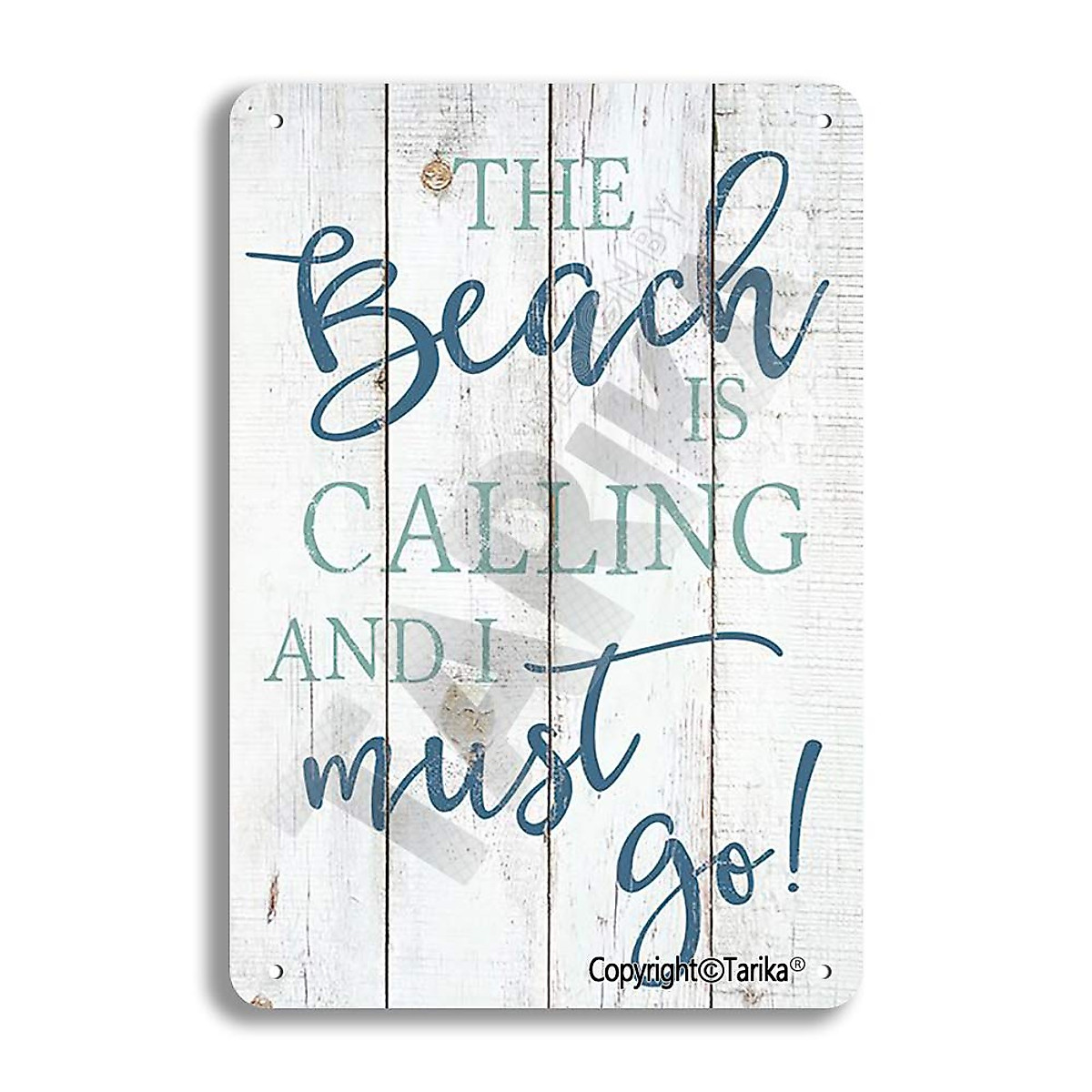 The Beach is Calling and I Must Go 20X30 cm Retro Look Tin Decoration Painting Sign for Home Kitchen Bathroom Farm Garden Garage Inspirational Quotes Wall Decor