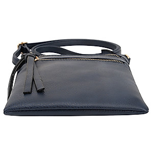 DELUXITY | Crossbody Purse Bag | Functional Multi Pocket Double Zipper Purse | Adjustable Strap | Medium Size Purse | Navy
