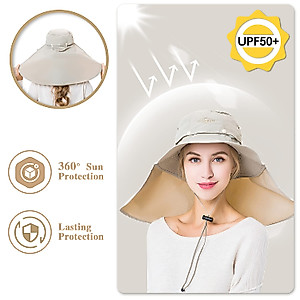 Palmyth Head Net Hat, Sun Hat Safari Hat Bucket Hat with Hidden Mesh Net Khaki