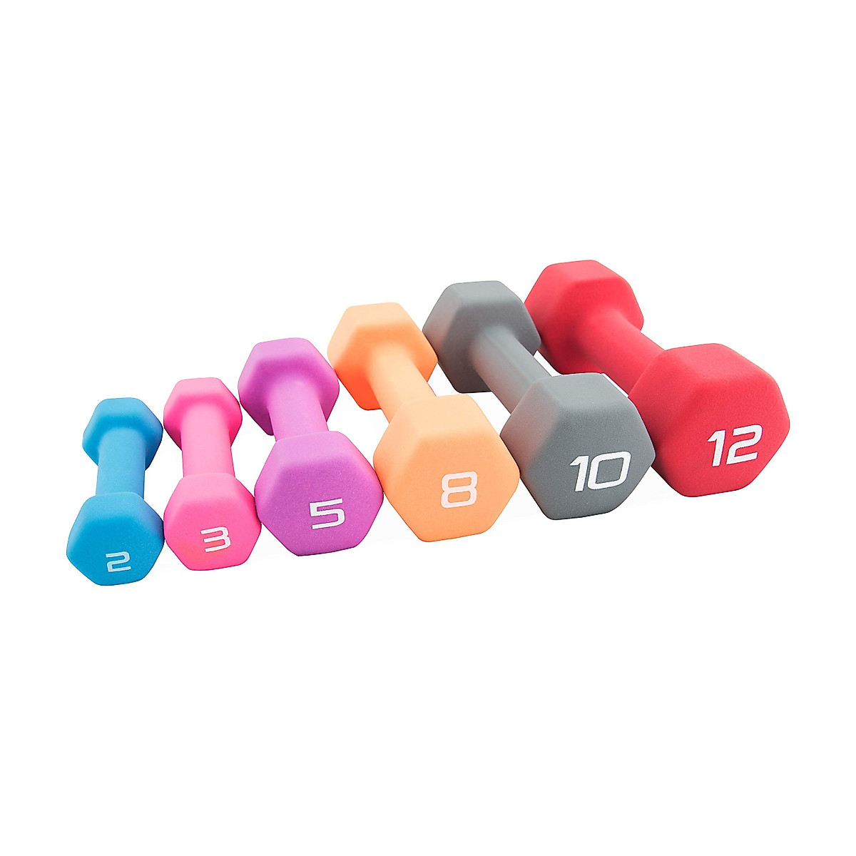 CAP Barbell Color Neoprene Dumbbells Hand Weights Neoprene Coated Exercise & Fitness Dumbbell for Home Gym Equipment Workouts Strength Training Free Weights for Women & Men