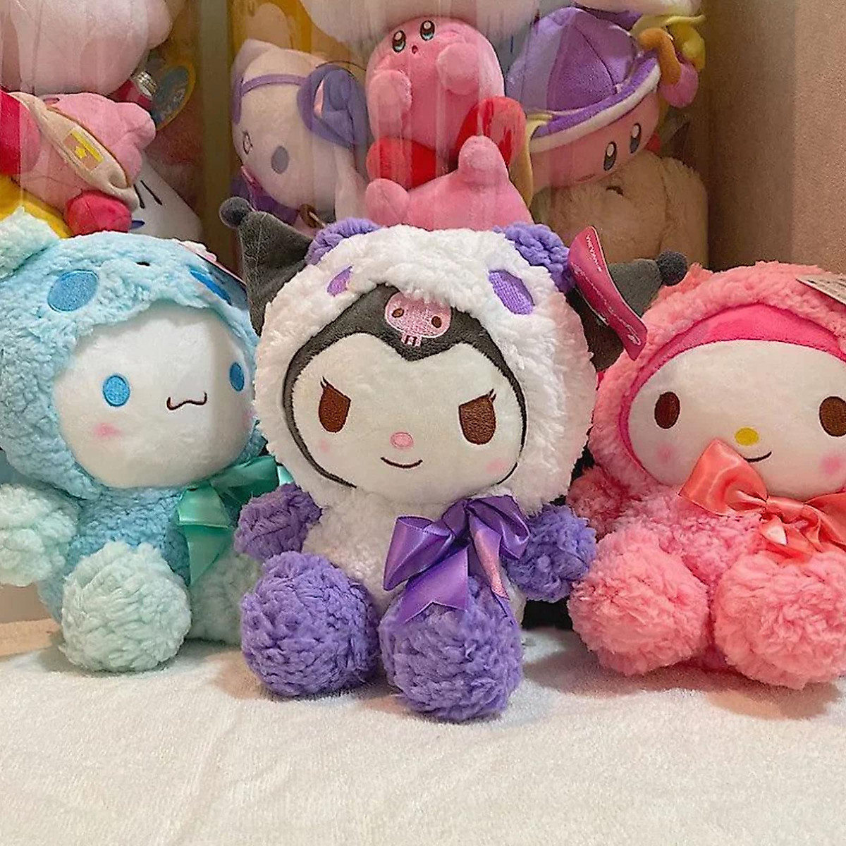 YWBEQWNC 3 PCS Christmas Plushies, Kuromi Plush, My Melody Plush and Cinnamon roll Plush,8 Inch