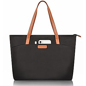 Prite Laptop Tote Bag for Women Shoulder Bag with 16” Computer Compartment for Work School Travel (Black)