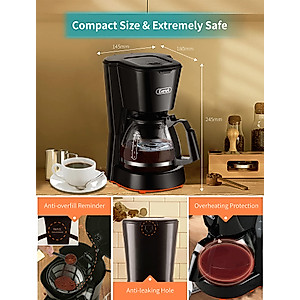 Gevi 5 Cups Small Coffee Maker, Compact Coffee Machine with Reusable Filter, Warming Plate and Coffee Pot for Home and Office