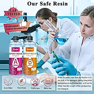 Epoxy Resin-32OZ Resin Kit, Epoxy Resin Crystal Clear-Not Yellowing and No Bubble Self Leveling Easy Mix 1:1 Casting & Coating for DIY Jewelry Making of The Art Resin & Epoxy Resin (32oz)