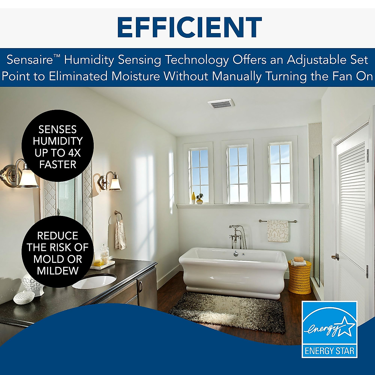 Broan Flex™ Series 80 CFM 0.7 Sones Humidity Sensing Ventilation Fan Energy Star®